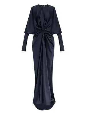 Stella McCartney Navy Satin Twisted Wrap Maxi Dress