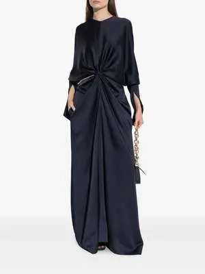 Stella McCartney Navy Satin Twisted Wrap Maxi Dress