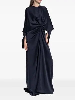 Stella McCartney Navy Satin Twisted Wrap Maxi Dress