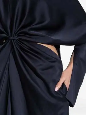 Stella McCartney Navy Satin Twisted Wrap Maxi Dress