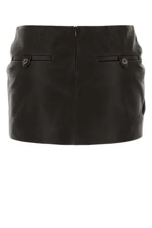 Magda Butrym Dark Leather Mini Skirt - Brown