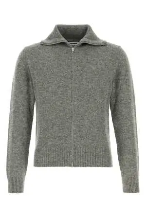 JIL SANDER Grey Wool Blend Zip-up Cardigan - Gray