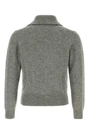 JIL SANDER Grey Wool Blend Zip-up Cardigan - Gray