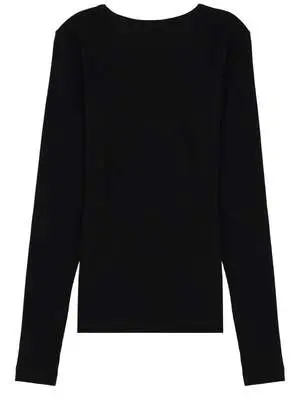 GANNI Long Sleeve Top With Logo - Gray