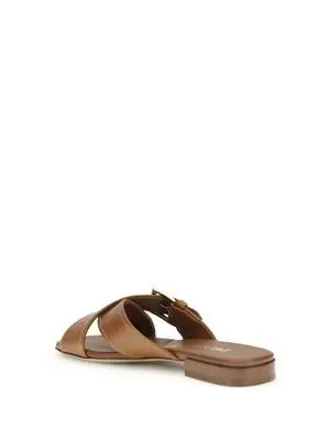 Prada Leather Sandals With Buckled Crisscross Straps - Brown