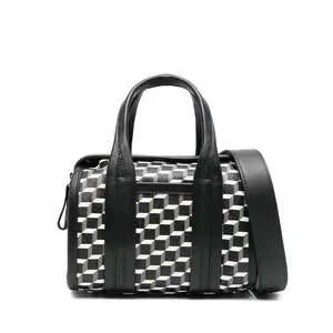 Pierre Hardy Geometric Pattern Canvas Tote Bag - Black