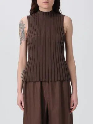 Max Mara Ribbed High Neck Knit Top - Brown