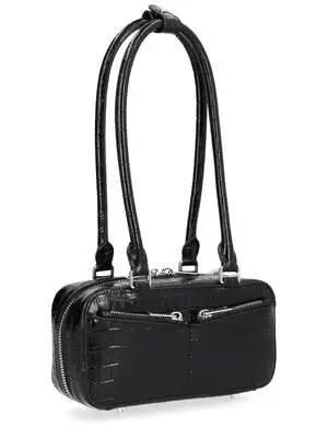 SELF-PORTRAIT Crocodile Effect Top Handle Bag - Black