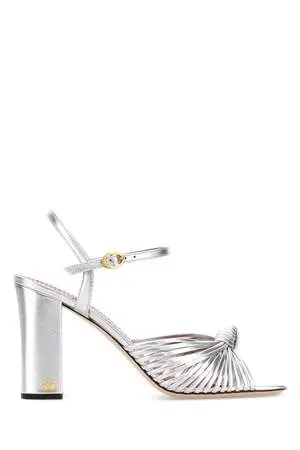 Valentino Garavani Leather Strappy Sandals - Silver