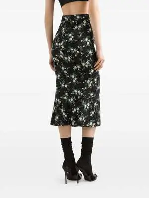Dolce & Gabbana Printed Floral Silk Blend Midi Skirt - Multicolor