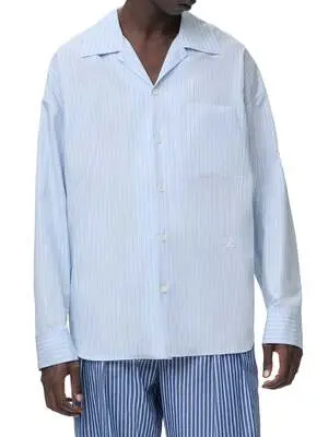 Loewe Oversized Striped Cotton Shirt With Bowling Collar