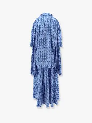 Balenciaga Printed Fabric Long Dress - Blue