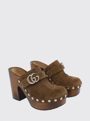 Gucci Embossed Suede Clogs