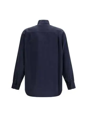 Giorgio Armani Washed Silk Shirt With Band Collar