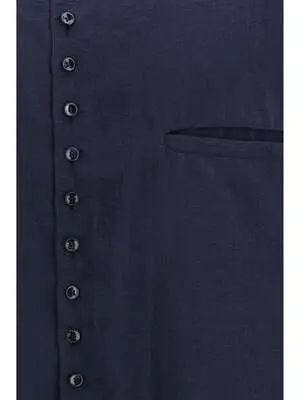 Giorgio Armani Washed Silk Shirt With Band Collar