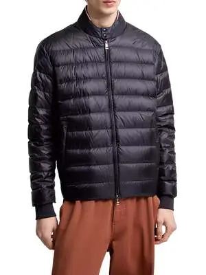 Moncler Rigel Short Down Jacket With Tricolor Trim - Blue