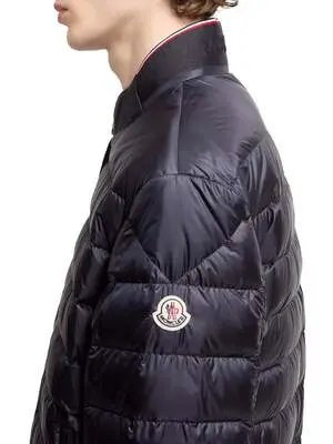 Moncler Rigel Short Down Jacket With Tricolor Trim - Blue