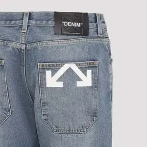 Off-White Slim Relaxed Jeans With Half Arrow Print - Blue