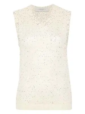 GOLDEN GOOSE Melyssa Sequin Knit Top - Cream