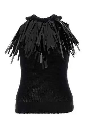 JIL SANDER Stretch Cotton Top With Fringe Detail