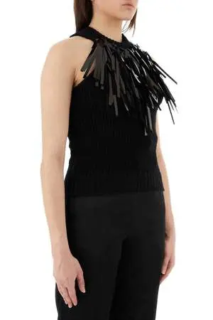 JIL SANDER Stretch Cotton Top With Fringe Detail