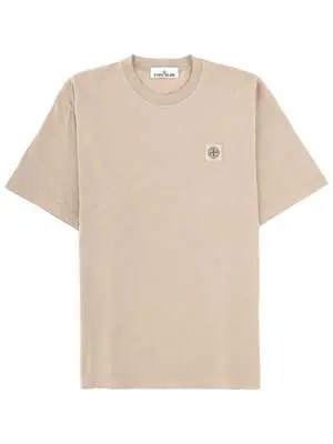 Stone Island T-shirt With Logo Patch - Cream