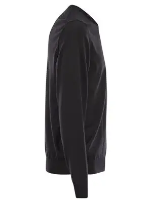BOSS Slim Fit Crew Neck Merino Wool Jumper - Black