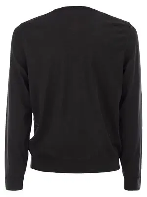 BOSS Slim Fit Crew Neck Merino Wool Jumper - Black
