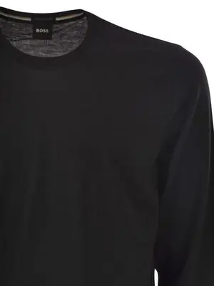 BOSS Slim Fit Crew Neck Merino Wool Jumper - Black