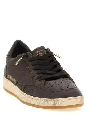 GOLDEN GOOSE Ball Star Low-top Lace-up Sneakers With Foil Star Detail - Brown