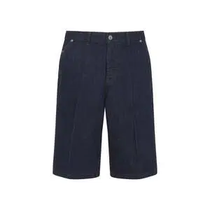 Ami Indigo Cotton Loose Bermuda Shorts