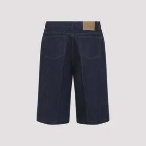 Ami Indigo Cotton Loose Bermuda Shorts