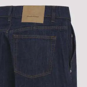 Ami Indigo Cotton Loose Bermuda Shorts