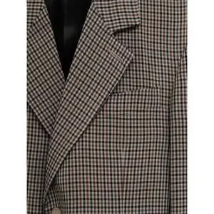 Balenciaga Check Print Blazer With Tie Detail - Cream