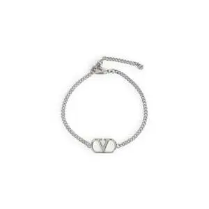 Valentino Garavani Palladium Bronze Vlogo Charm Bracelet - Silver