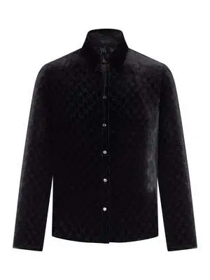 Gucci Dévoré Gg Stretch Velvet Shirt - Black