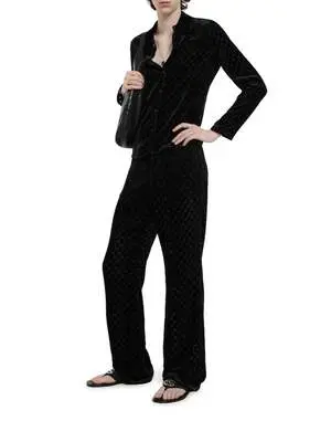 Gucci Dévoré Gg Stretch Velvet Shirt - Black