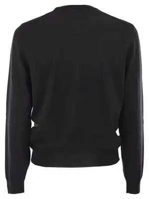 BOSS Virgin Wool Jumper With Embroidered Logo - Black