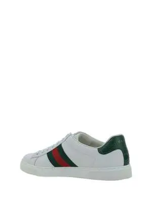 Gucci Leather Lace-up Sneakers With Signature Stripe Detail