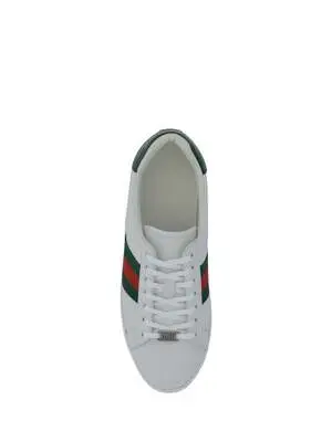 Gucci Leather Lace-up Sneakers With Signature Stripe Detail