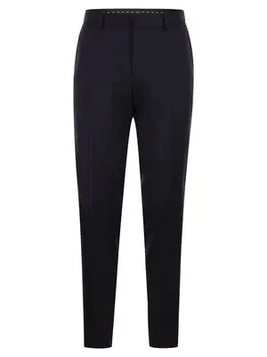 BOSS Virgin Wool Serge Slim Fit Trousers - Blue