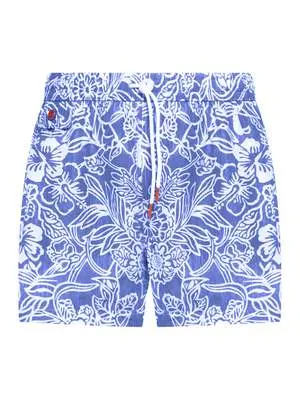 Kiton Swimsuit In Technical Fabric With All-over Floral Pattern - Multicolor