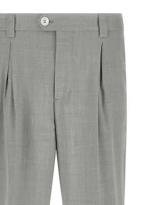 Brunello Cucinelli Mélange Wool Tailored Pants - Gray