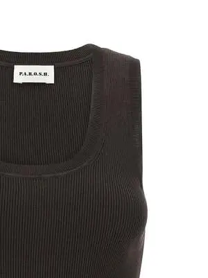 P.a.r.o.s.h Ribbed Cotton Blend Top - Brown