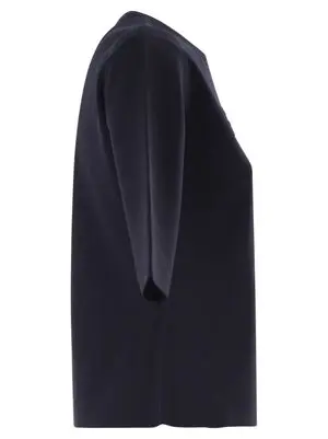 Max Mara Short-sleeved Top With Embroidered Logo - Blue