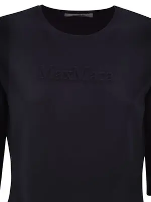 Max Mara Short-sleeved Top With Embroidered Logo - Blue
