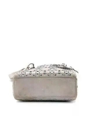 Dior Lady Bag Crystal Embellished Cannage Quilt Satin Mini Satchel - Neutrals