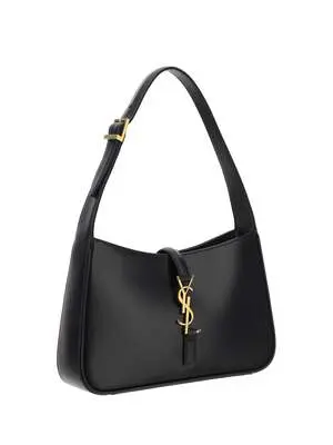 Saint Laurent Leather Hobo Shoulder Bag With Hook Closure