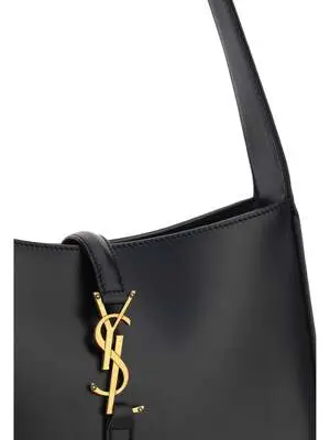 Saint Laurent Leather Hobo Shoulder Bag With Hook Closure