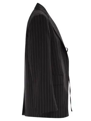 Sportmax Divina Tailored Pinstriped Gabardine Blazer - Black